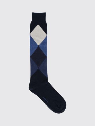 Ballantyne Chaussettes hautes en coton m&eacute;lang&eacute; &agrave; motif losanges et logo contrastant