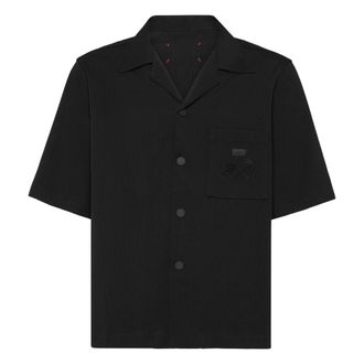 Philipp Plein Homme, Chemises, Noir, Taille: S Bowling Shirt SS Racing Club