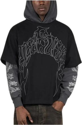 Pleasures Homme, Sweatshirts et sweats &agrave; capuche, Noir, Taille: M Dragon Layered Sweat &agrave; capuche