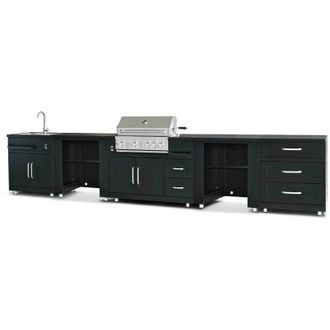 Oviala Oviala - Cuisine dext&eacute;rieur angle 5 &eacute;l&eacute;ments avec &eacute;vier et barbecue