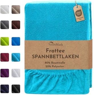 NatureMark Drap-housse en tissu &eacute;ponge, t&uuml;rkis, 180 x 200 - 200 x 200 cm