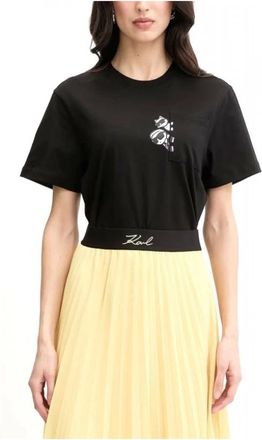 Karl Lagerfeld Femme, Tops, Noir, Taille: 36 FR Ikon T-shirt