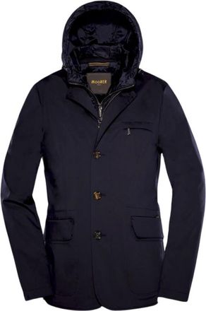 Moorer Homme, Vestes, Bleu, Taille: S Veste en satin &agrave; capuche d&eacute;tachable