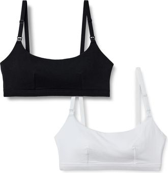 Amazon Essentials Damen Bequemer Still-BH Aus Baumwolljersey, 2er-Pack, Schwarz/Weiß, XXL