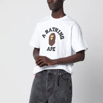 A Bathing Ape Wei&szlig;es College T-Shirt aus Baumwolle