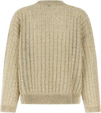 Brunello Cucinelli Cable-Knit Sequin Sweater - Beige
