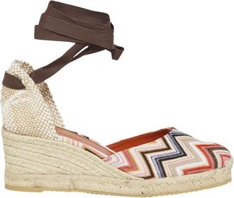 Missoni Femme, Chaussures, Beige, Taille: 39 EU Espadrilles &agrave; Motif Zig Zag avec Talon Compens&eacute;