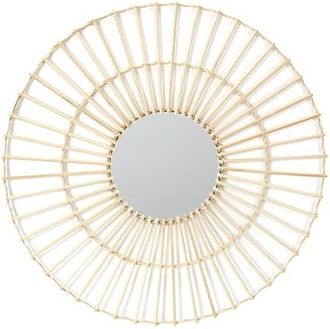 The Home Deco Factory Spiegel, Rattan, rund, 75 cm, Wanddeko, Spiegel