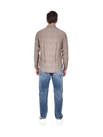 Emporio Armani Mens Shirt Chevron Beige Modal