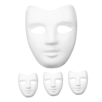 Cabilock Selbstgemacht Weiße Papier Maske 4 Stück Bemalbare Blanko Masken Pappmache Kunstmasken für Karneval Malkurs Cosplay Halloween Party