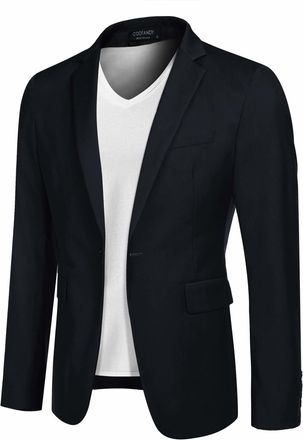 Coofandy Herren Regular Fit Anzug Sakko 1 Knöpfe Anzugjacke Blazer Anzug Klassisch Jacke Herrensakko Lässig Dunkelblau XL
