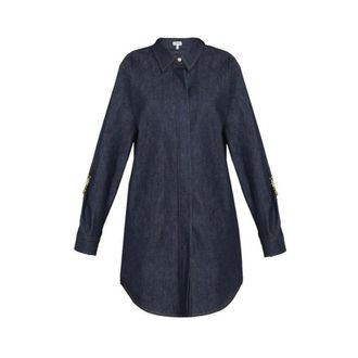 Loewe Femme, Robes, Bleu, Taille: 42 FR Robe Chemise en Denim avec Cha&icirc;nes aux Manches