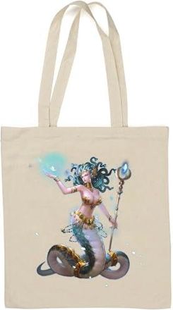 Generic Medusa Gorgon Mythology Snake Sac fourre-tout en coton naturel Blanc