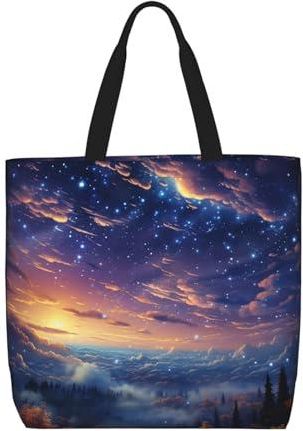Generic Fourr&eacute; Sous Les &Eacute;toiles Sac A Main Femme D&eacute;contract&eacute; Tote Bag Pliable Sac Courses Pour Travail Shopping Quotidienne
