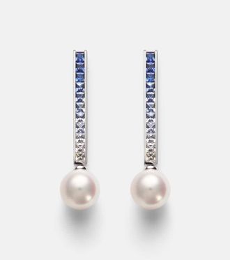 Mikimoto Ohrringe Ocean aus 18kt Weißgold mit Saphiren und Akoyaperlen