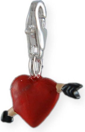 Melina 925 Damen-Charm Anhänger Herz mit Pfeil Emaille 925 Sterling Silber 1800565