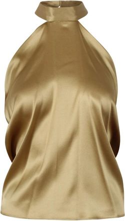 Nina Ricci Femme, Tops, Jaune, Taille: 38 FR Top dos nu satin&eacute;