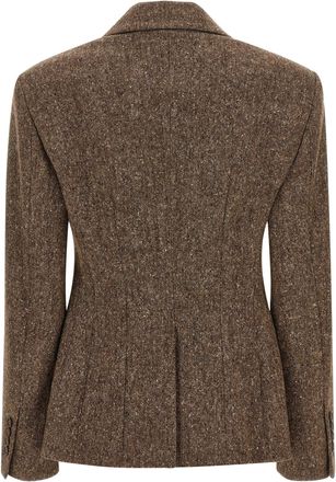 Brunello Cucinelli Donegal Wool Double-Breasted Blazer - brown