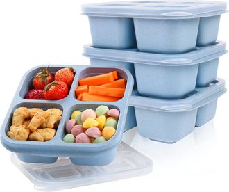 Generic Snack-Behälter, 4 Fächer Bento-Snack-Box, wiederverwendbare Mahlzeiten-Vorbereitung Lunchbehälter für Kinder und Erwachsene unterteilte Lebensmittelau