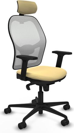 Piqueras y Crespo Chorquera Stuhl f&uuml;r lange Arbeitsstunden mit 2D-Armen, h&ouml;henverstellbarer Lendenwirbelst&uuml;tze und h&ouml;henverstellbarem Kopfteil, wei&szlig; / cremefarben