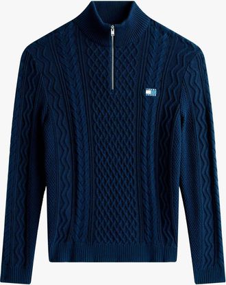 Tommy Hilfiger Pull ajust&eacute; en maille torsad&eacute;e zipp&eacute;