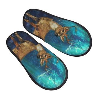 Generic Slippers Cerf Dans LArbre Fantaisie Unisexe Pantoufles De Maison Antid&eacute;rapant Chaussons Pour Int&eacute;rieur Homme Camping M