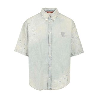 Acne Studios Homme, Chemises, Bleu, Taille: S Mended Denim Shirt