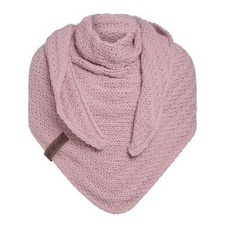 Knit Factory Sally Ch&acirc;le Tricot&eacute; - Foulard Triangle - Foulard femme pour lhiver - &Eacute;charpe Femme - Ch&acirc;le Femme - 100% Fabriqu&eacute; en Europe - Rose - 220x85 cm