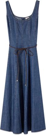 Oltre Femme, Robes, Bleu, Taille: 50 FR Robe Longue Sans Manches Effet Denim