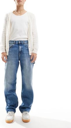 Tommy Jeans Jaimie - Jean droit ample style charpentier - D&eacute;lavage moyen-Bleu