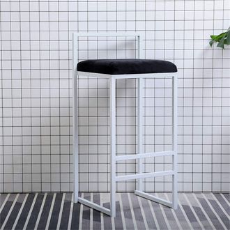 Generic Wei&szlig;er Samt-Barhocker mit Hoher R&uuml;ckenlehne, Belastbar Bis 180 Kg, Metallgestell, K&uuml;chenstuhl f&uuml;r Restaurants, Kneipen und Caf&eacute;s