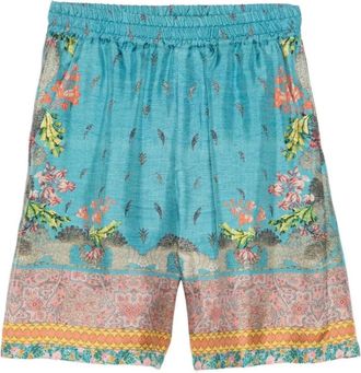 Pierre-Louis Mascia Pantalon large imprim&eacute; Aloe - Femme - Shorts - Bleu - Taille: 36 FR