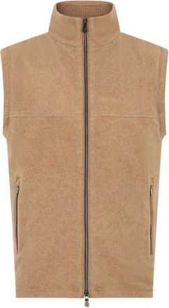 Fedeli Gilet en Cachemire zipp&eacute; - Homme - Vestes - Brun - Taille: M
