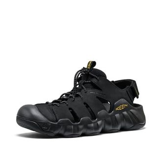 Keen Hyperport Fisherman Sandales de randonn&eacute;e et deau en cuir &agrave; bout ferm&eacute; faciles &agrave; enfiler et confortables pour homme, Noir/jaune KEEN, 44.5 EU