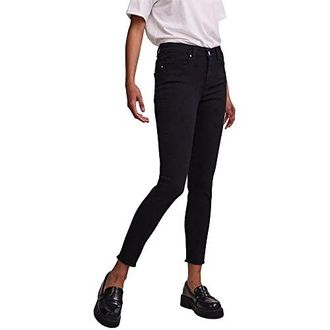 Pieces PCDELLY SKN MW BLC Noos, Jeans Femme, Black Denim, XS/30