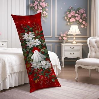 Generic Weihnachts-Kissenbez&uuml;ge, roter Weihnachtsstern, dekorativer Samt-Lendenkissenbezug mit Rei&szlig;verschluss, langes K&ouml;rperkissen, gem&uuml;tlich, f&uuml;r Bett, Couch