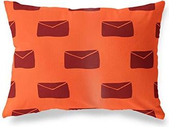 Bonamaison Le Jardin du Lin Kissen Zierkissenbezug Orange-Bordeaux Kissenbezug, Weich Bequem, Für Zuhause Autos Büro Sofa Wohnzimmer Couch Schlafzimmer Dekor, 35