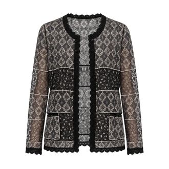 Dolce & Gabbana Cardigan &agrave; insertions en maille - Femme - Pulls - Gris - Taille: 42 FR