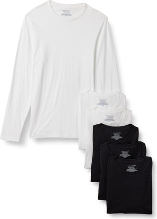 Amazon Essentials Herren Langarm-Unterhemd Aus Baumwolle, 6er-Pack, Schwarz/Wei&szlig;, XXL