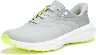 Skechers GO Herren-Golfschuh mit Synthetik-Obermaterial, zum Schn&uuml;ren, Spike-weniger, Grau/Wei&szlig;/Limette, Gr&ouml;&szlig;e 45