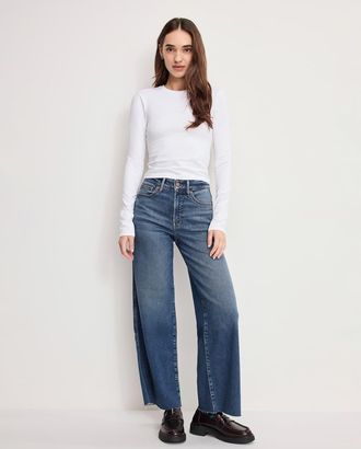 Good American Good Skate - Cropped-Jeans in mittelblauer Waschung