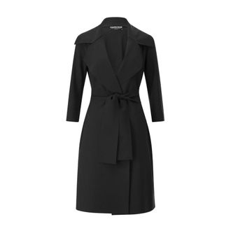 La Petite Robe Di Chiara Boni Langer Mantel mit G&uuml;rtel - - Coats - Damen - Schwarzk - XS