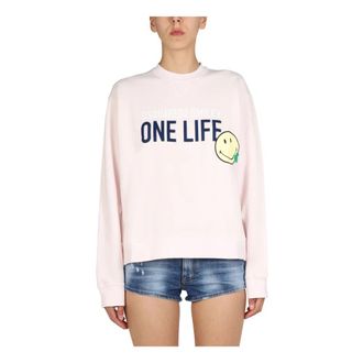 Dsquared2 Felpa Smiley Crew Neck - - Sweatshirts & Hoodies - Damen - Rosa - M