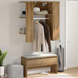vidaXL Vidaxl - Armoire de couloir ch&ecirc;ne artisanal 97,5x37x99cm bois ing&eacute;nierie