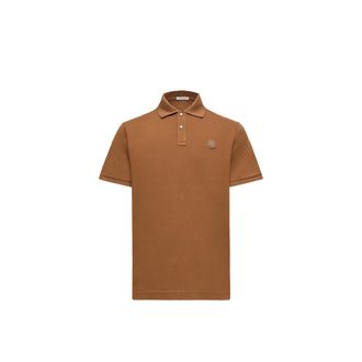 Moncler Moncler Logo Patch Cotton Piquet Polo Shirt, Men, Brown, Size: 3xl