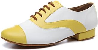 Minitoo Chaussures Tango Homme Standard Latin Salsa Danse Chaussures L495 Jaune/Blanc EU 43