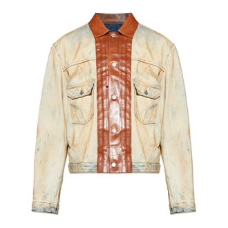 Dsquared2 Denimjacke mit Lederbesatz - - Jackets - Herren - Beige - M