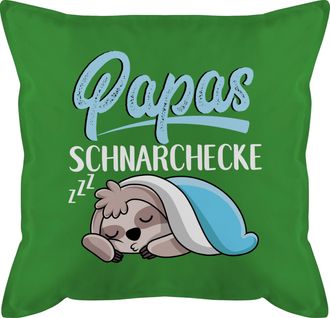 Shirtracer Kissen 50x50 - Geschenk zum Vatertag - Papas Schnarchecke mit Faultier - wei&szlig; - 50 x 50 cm - Gr&uuml;n - ostergeschenke eltern vatertagsgeschenk herrentag 