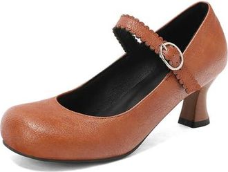 Generic Chaussures Mary Jane Brouge &agrave; bout rond pour femme avec sangle de cheville et boucle pour le travail, le bureau, les f&ecirc;tes, jaune, 38.5 EU