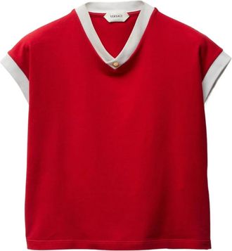 Versace Femme, Tops, Rouge, Taille: 38 FR T-shirt en jersey de coton stretch